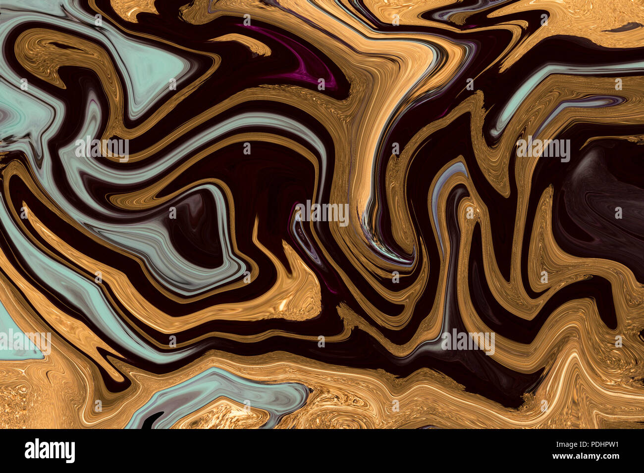 Gold marbling texture design. Black and golden marble pattern. Fluid ...