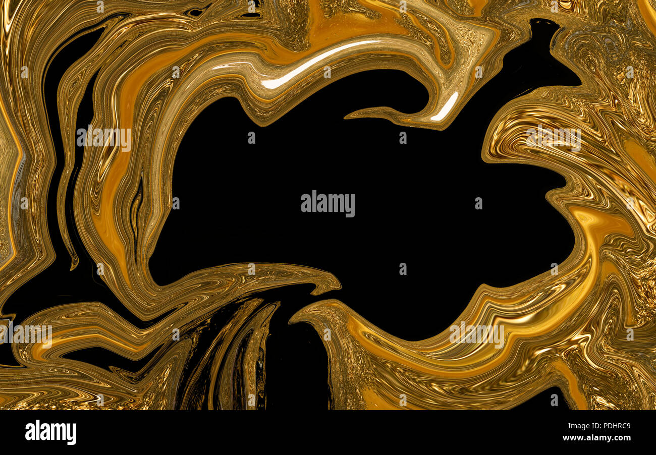Gold marbling texture design. Black and golden marble pattern. Fluid ...