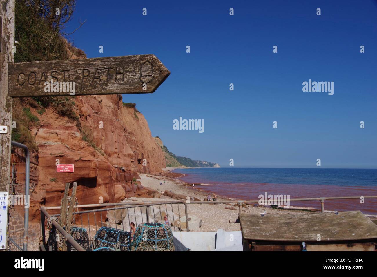 Red Sea Cliffs of Triassic Helsby Sandstone Formation, at Sidmouth ...