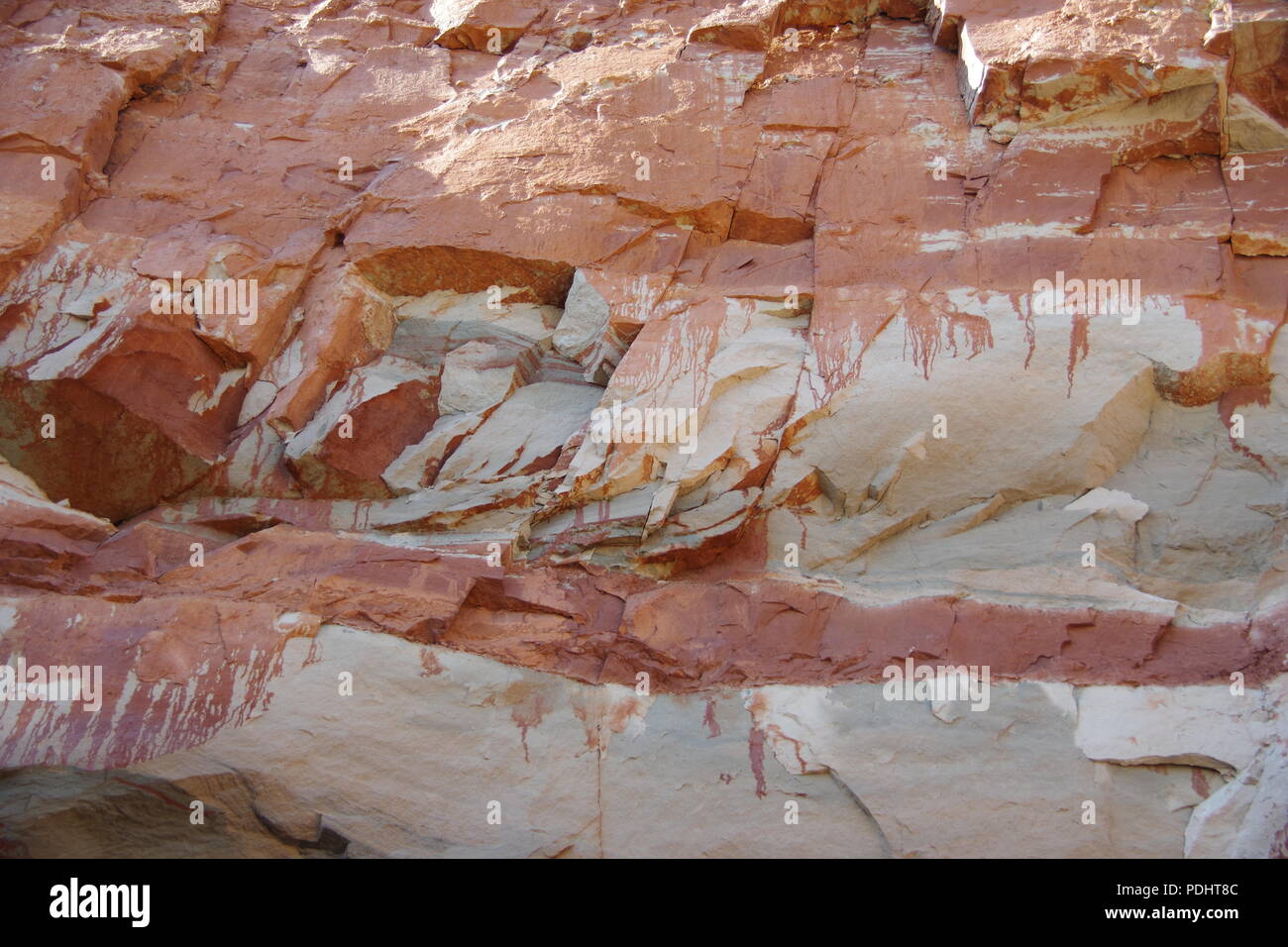 Red Sea Cliffs of Triassic Helsby Sandstone Formation, at Sidmouth ...