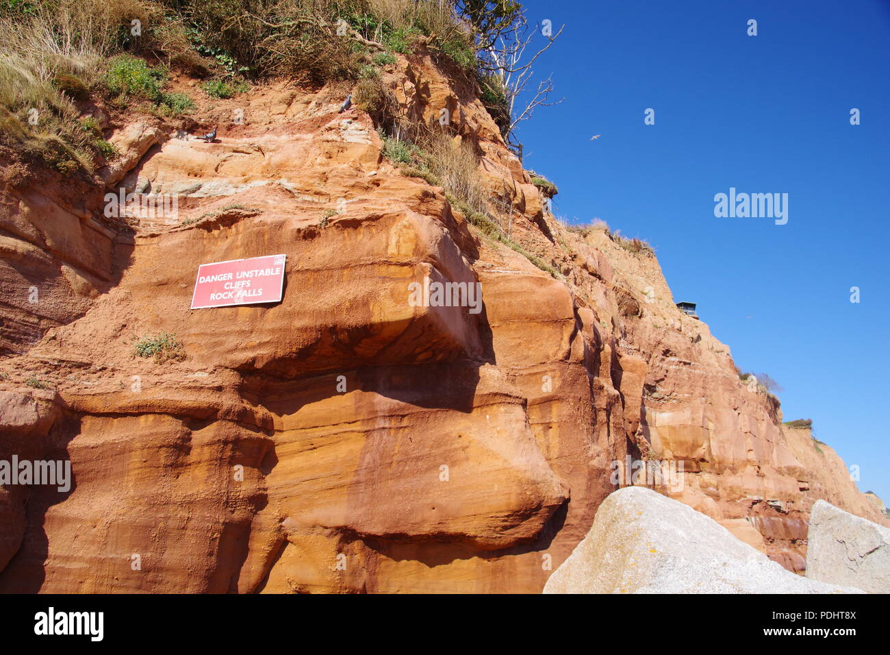 Red Sea Cliffs of Triassic Helsby Sandstone Formation, at Sidmouth ...