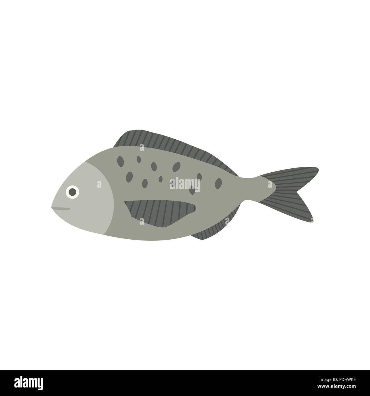 Gray fish icon in flat design Stock Vector Image & Art - Alamy