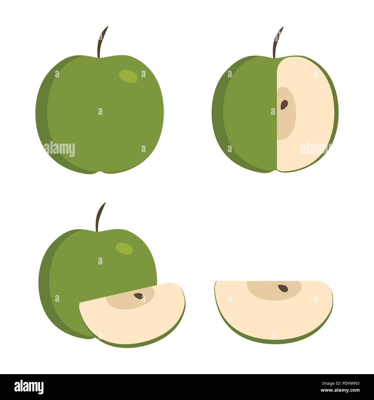 Green apple cut in half Stock Vector Images - Alamy