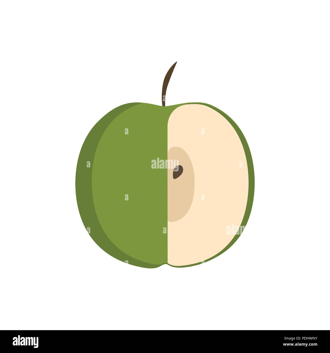 Green half apple icon in flat design Stock Vector Image & Art - Alamy