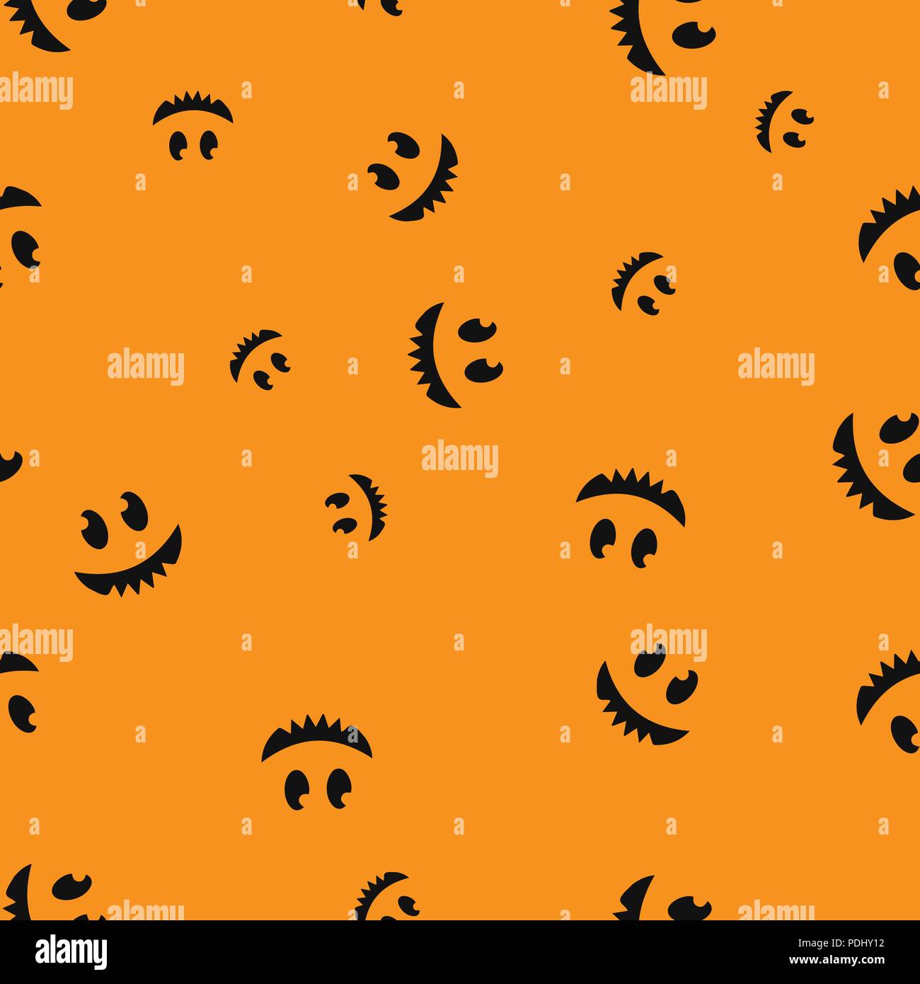 Toothy face Halloween seamless pattern. Vector illustration. Orange ...