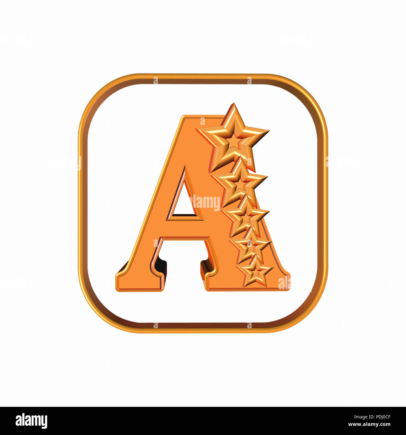3D illustration letter A and five stars on white background Stock Photo ...