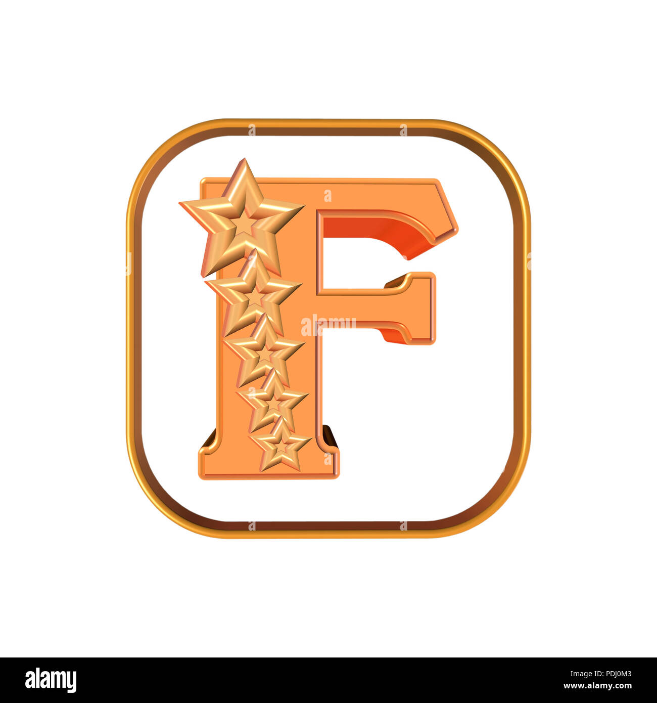 3D illustration letter F and five stars on white background Stock Photo ...
