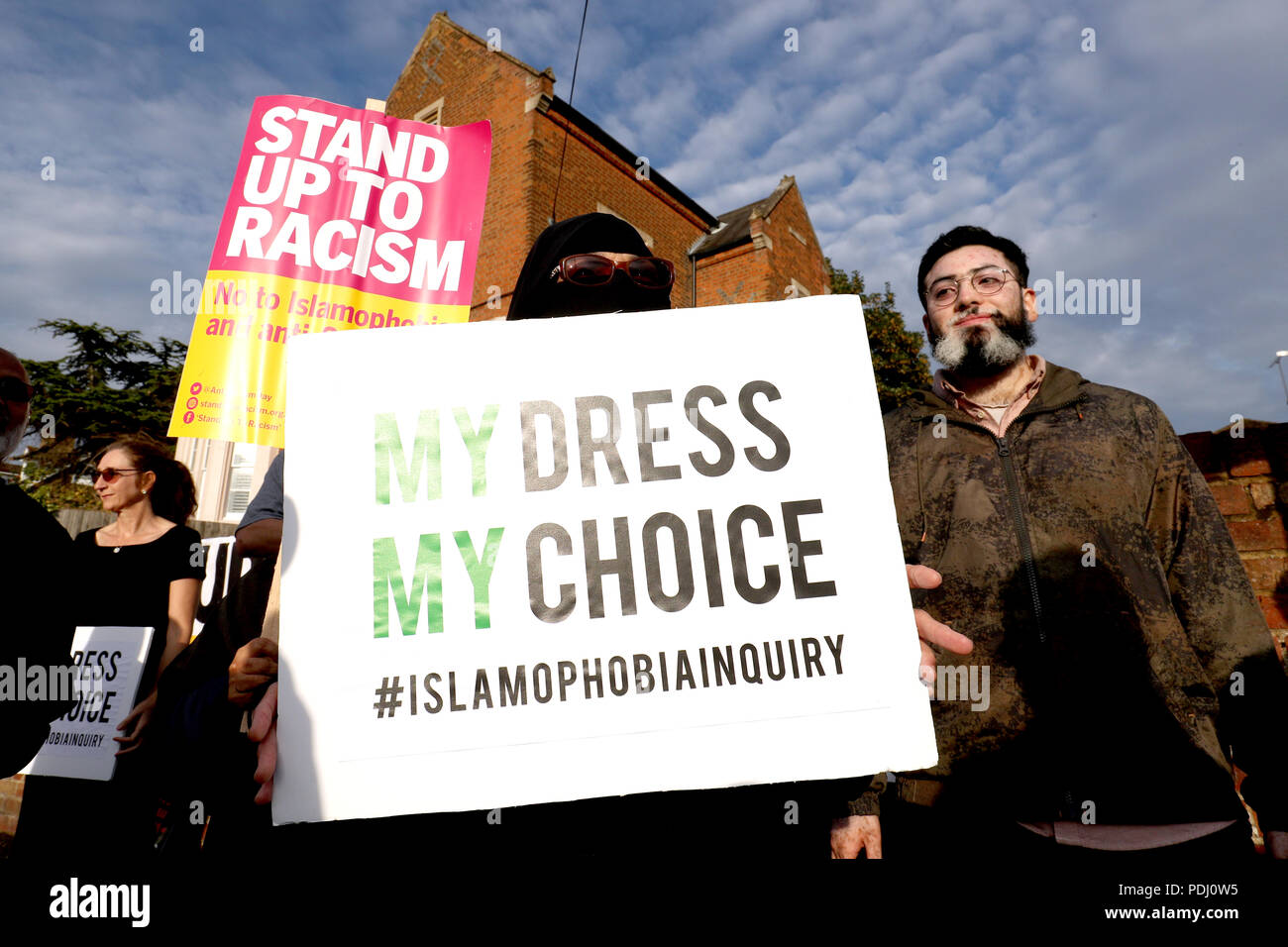 A woman wearing a burka joins the protest near Boris Johnson's Uxbridge ...