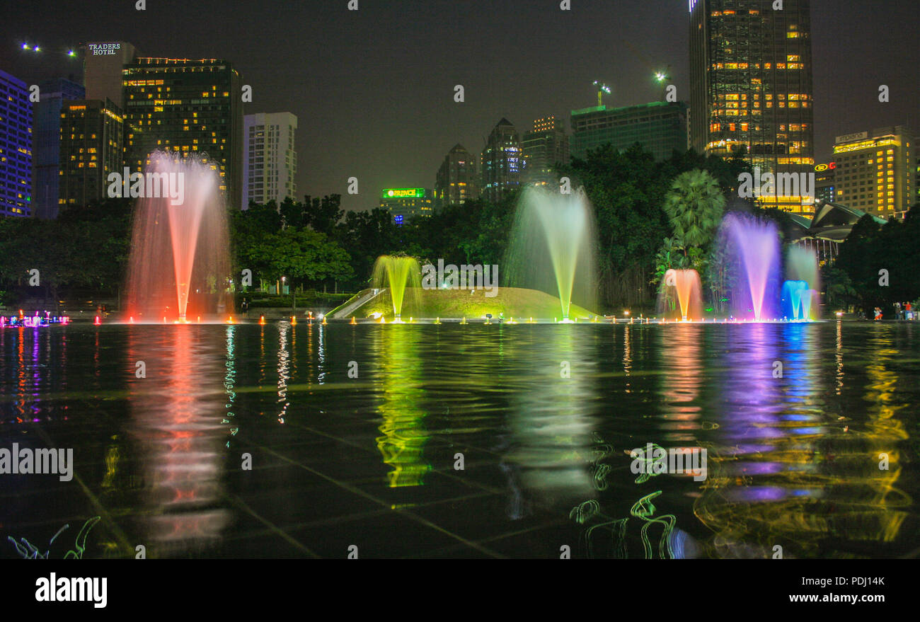 KLCC lake at Petronas Towers, Kuala Lumpur City Centre (KLCC), Malaysia ...
