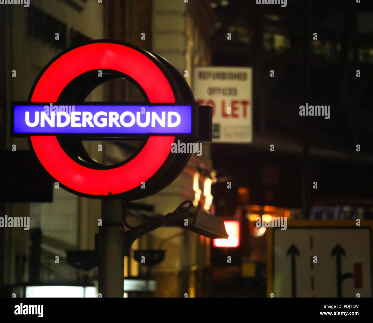 the underground red sign outside a tube station Stock Photo - Alamy