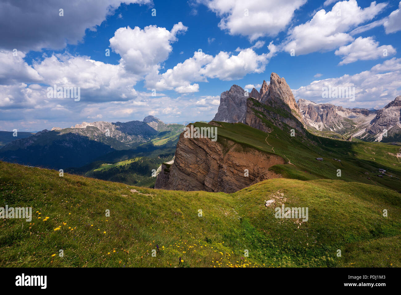 Views from Seceda over the Odle mountains Stock Photo - Alamy