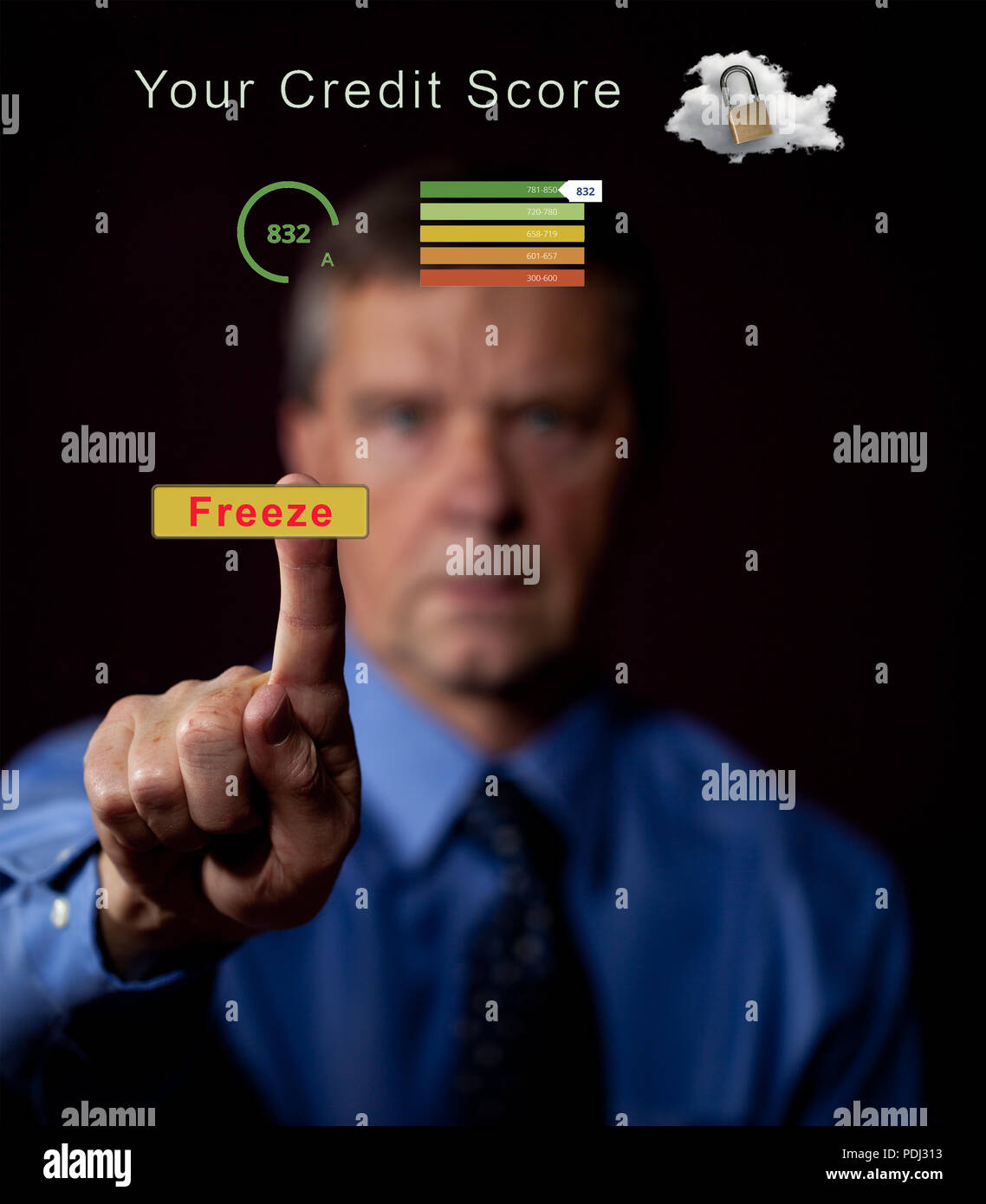Senior man about to freeze or lock his credit report Stock Photo - Alamy