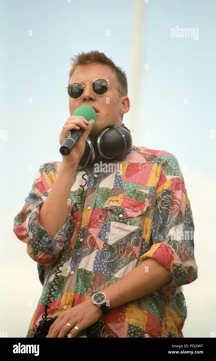 Simon Mayo BBC Radio 1 One Roadshow Plymouth Hoe 10 August 1993 Stock ...