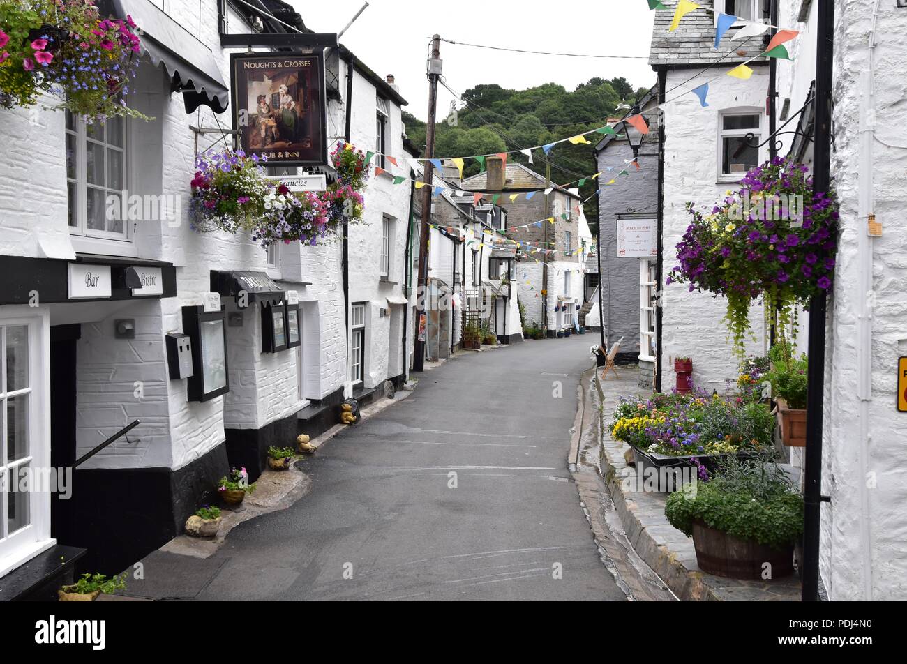 Polperro Village With Narrow Streets, Cornwall, England Stock Photo - Alamy