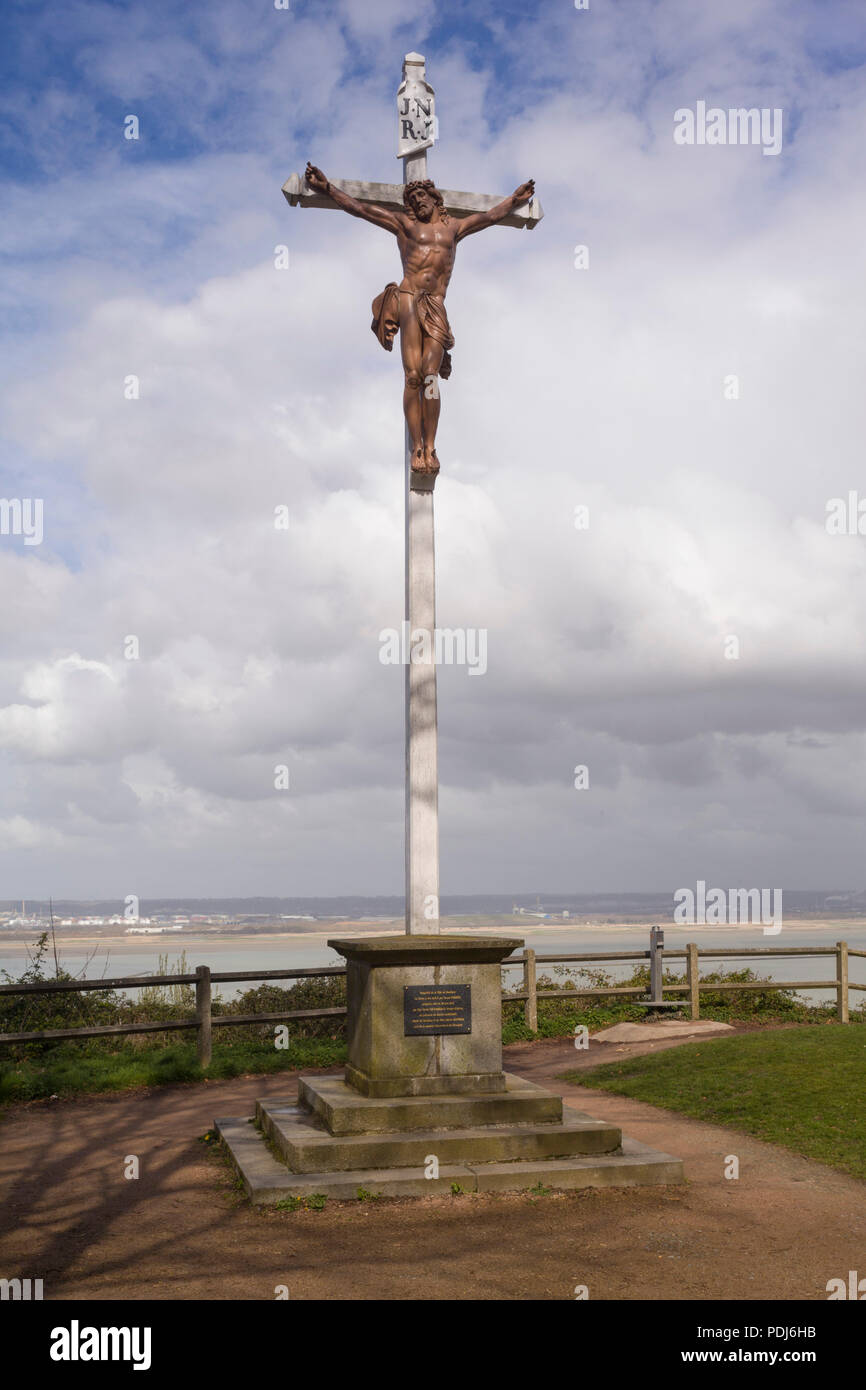 The calvary or crucifix overlooking the Seine estuary by the Chapel of ...