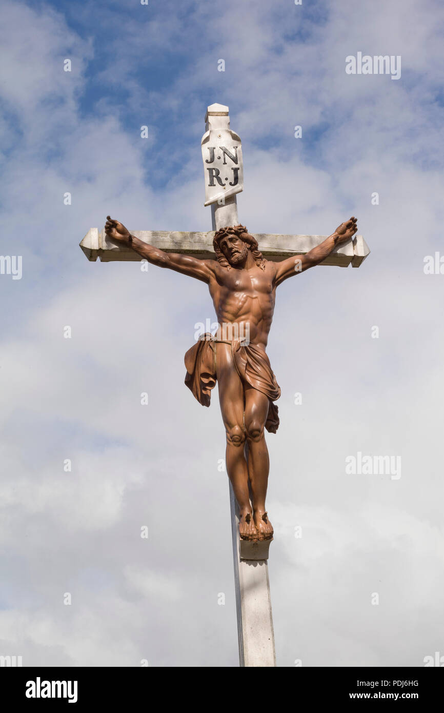 The calvary or crucifix overlooking the Seine estuary by the Chapel of ...