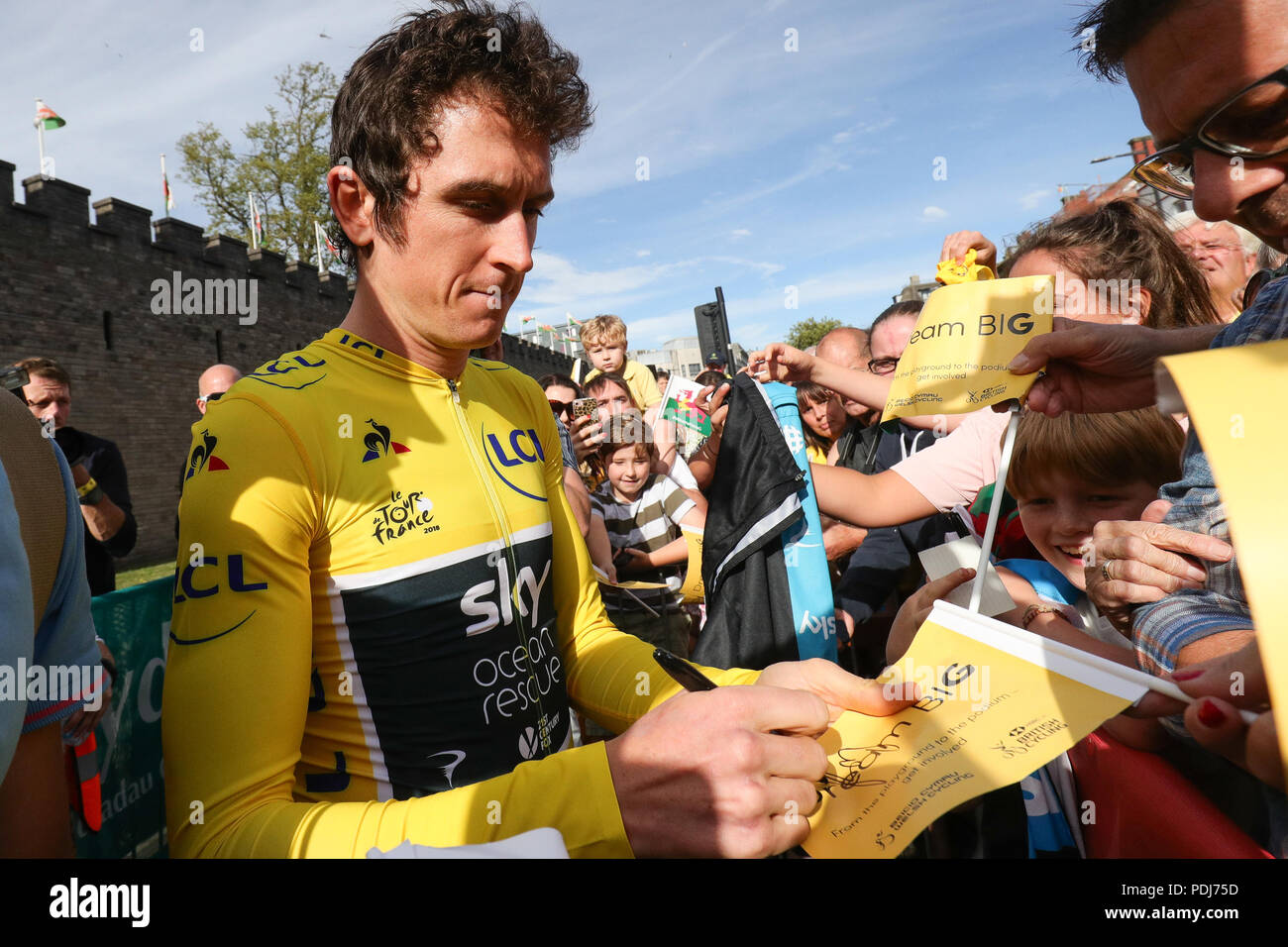Geraint Thomas signs autographs during the homecoming event in Cardiff ...