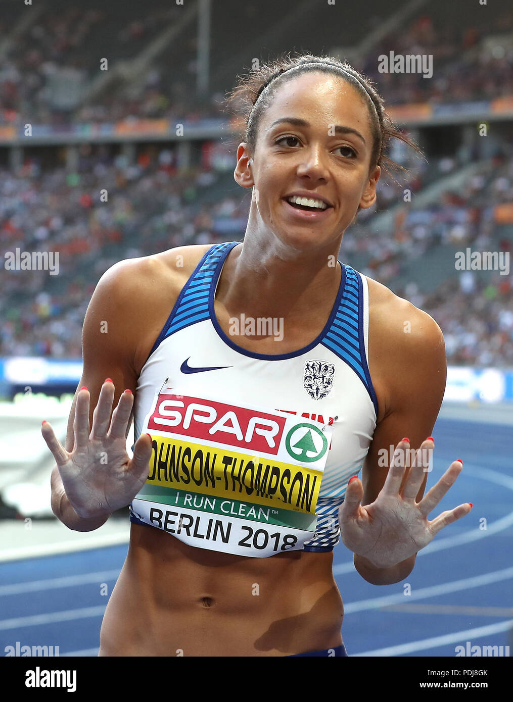 Great Britain's Katarina Johnson-Thompson competes in the Group B ...