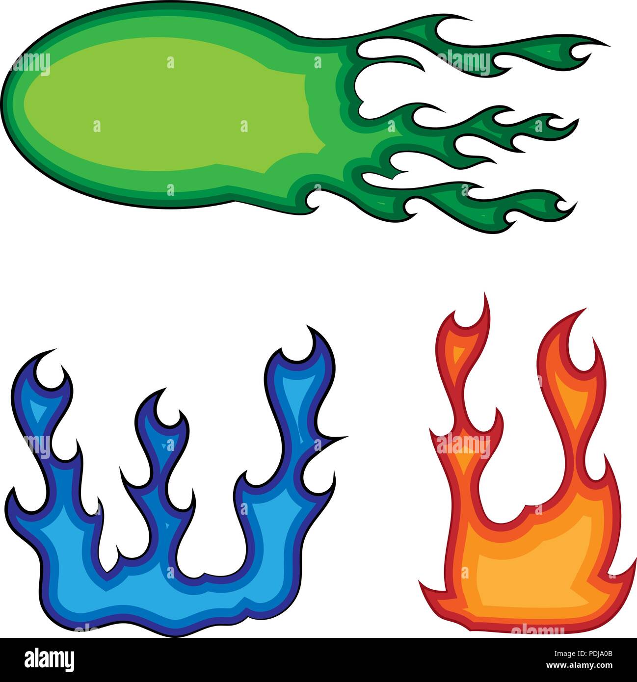 Set of colorful flames, decorative vector illustration Stock Vector ...