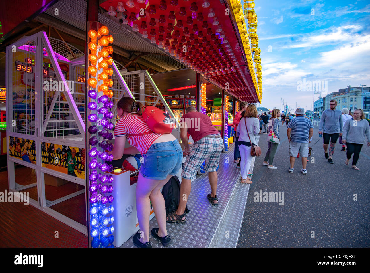Brightly coloured funfair on Worthing seafront in England Stock Photo ...