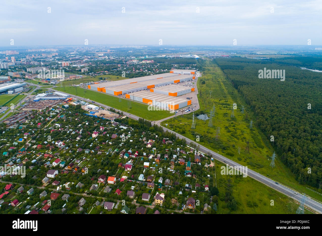 A view from above of Podolsk in the Moscow Region. Aerial photography ...