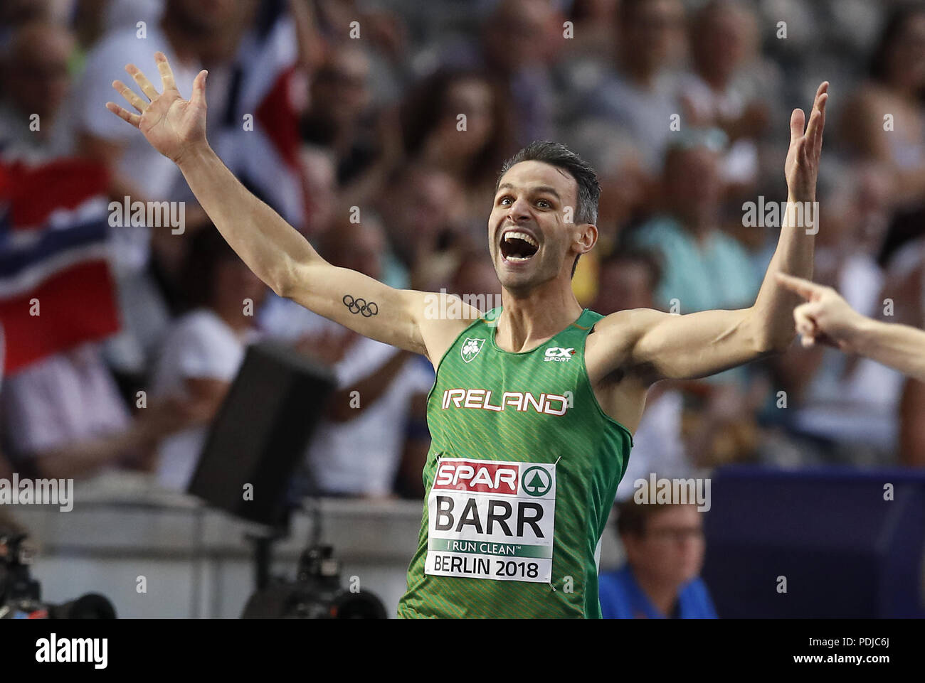 Ireland's Thomas Barr celebrates finishing third in the Men's 400m ...