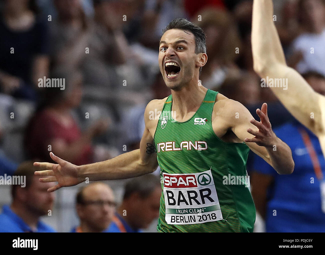Ireland's Thomas Barr celebrates finishing third in the Men's 400m ...