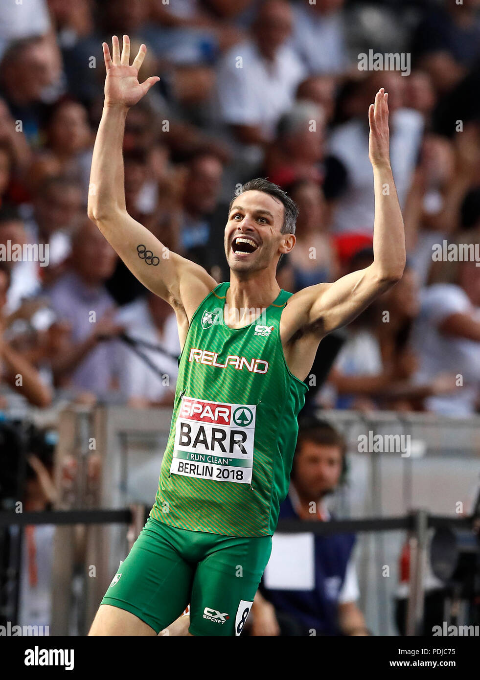 Ireland's Thomas Barr celebrates finishing third in the Men's 400m ...