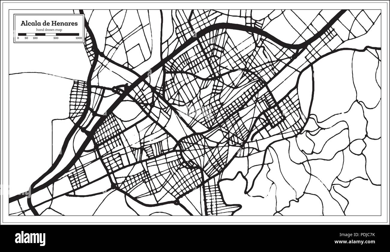 Alcala de Henares Spain City Map in Retro Style. Outline Map. Vector ...