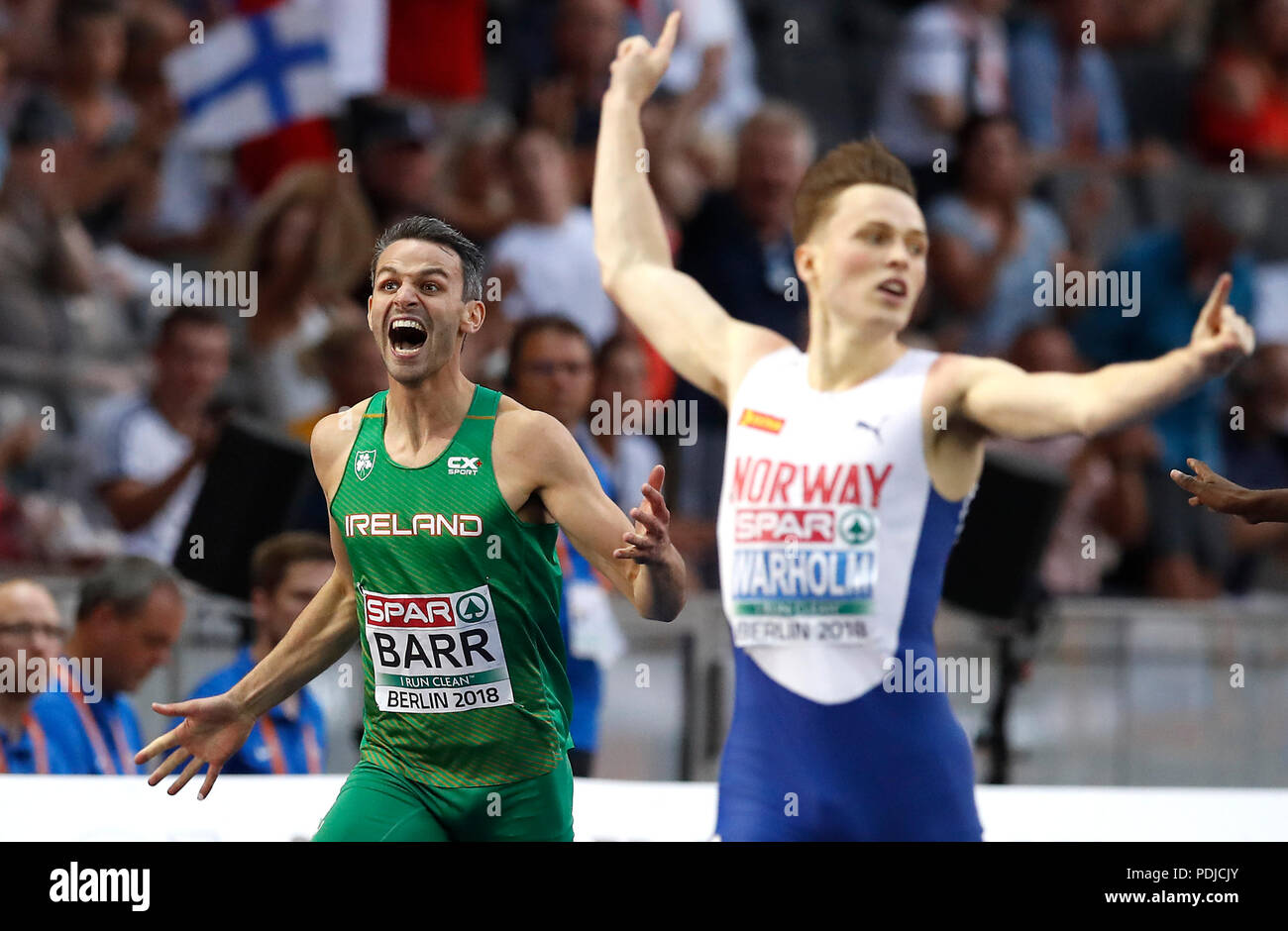Ireland's Thomas Barr celebrates finishing third in the Men's 400m ...