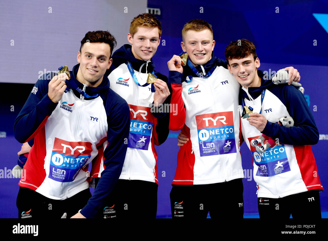 (From left to right) Great Britain's James Guy, Duncan W Scott, Adam Peaty and Nicholas Pyle ...