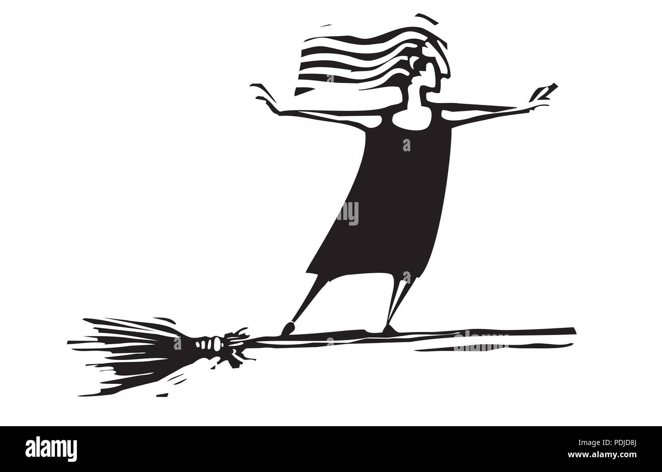 Flying witch, woodcut Cut Out Stock Images & Pictures - Alamy