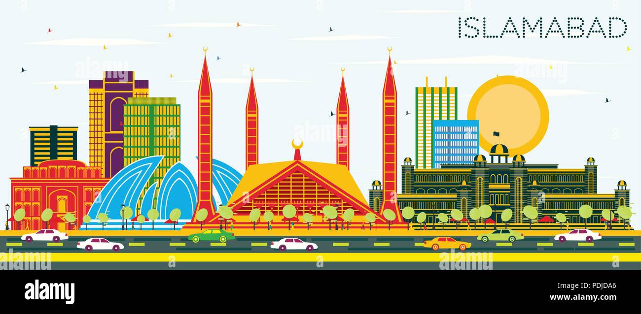 Islamabad Pakistan City Skyline with Color Buildings and Blue Sky ...