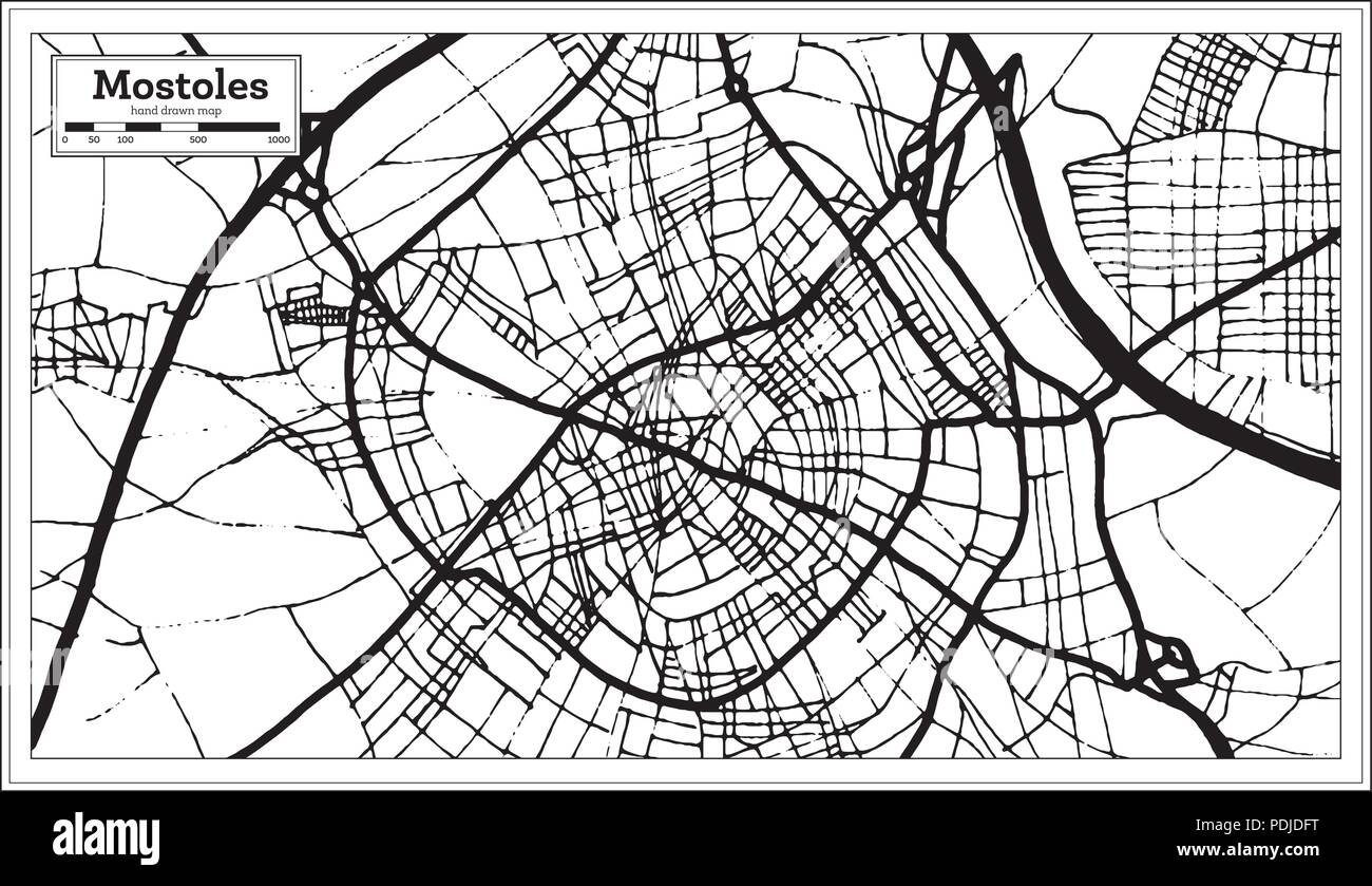 Mostoles Spain City Map in Retro Style. Outline Map. Vector ...