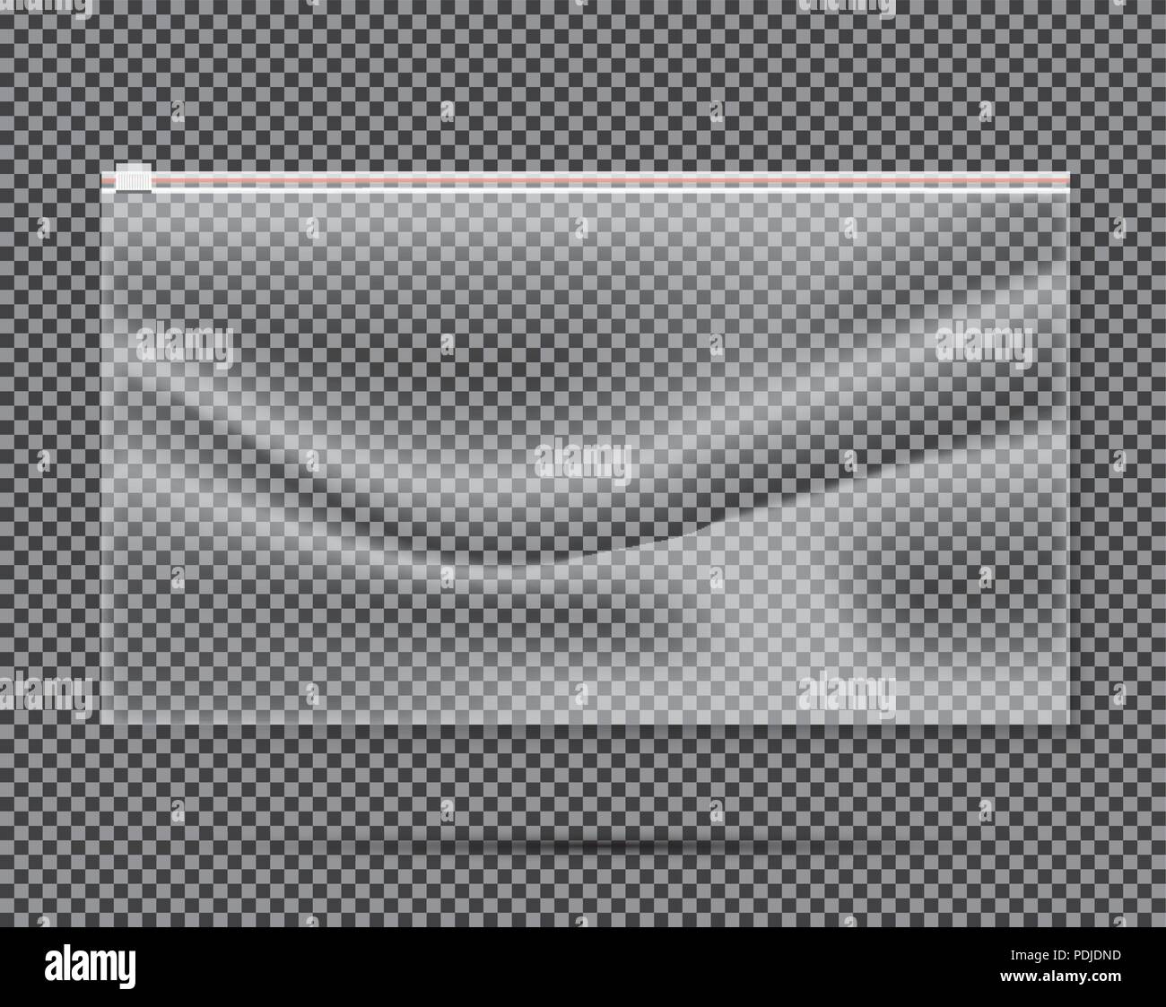 Transparent Nylon or Polyethylene Bag with Lock or Zip. Vector ...