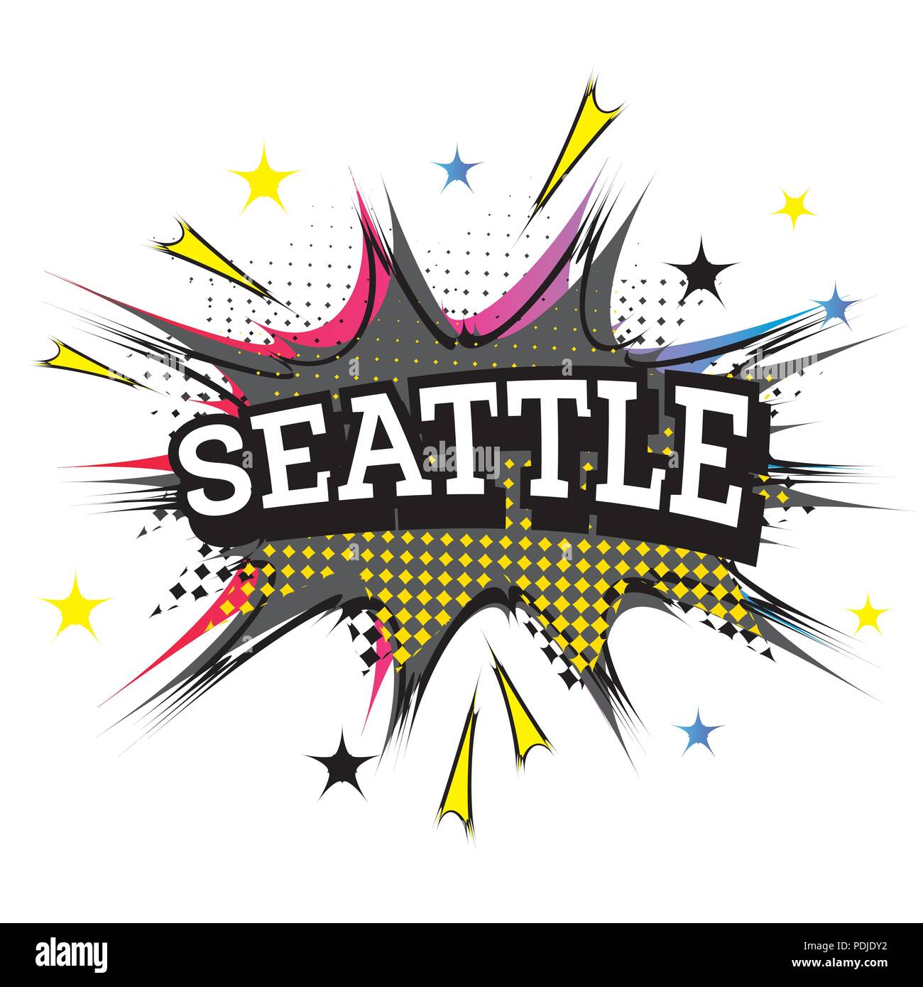 Seattle Comic Text in Pop Art Style. Vector Illustration Stock Vector ...