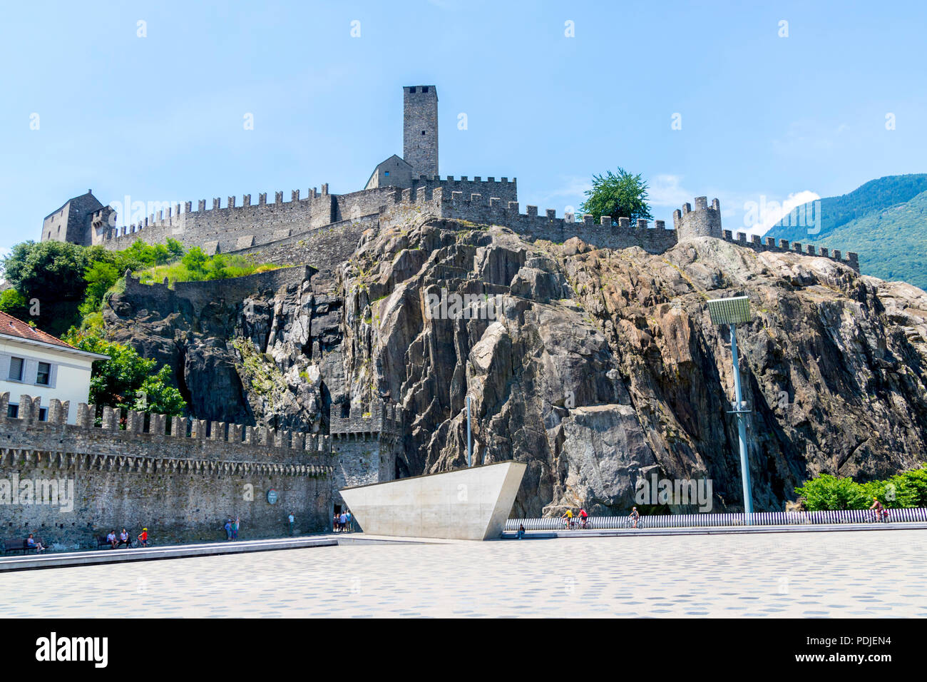 Castelgrande Castle, Medieval stone castle, Bellinzona, Ticino ...