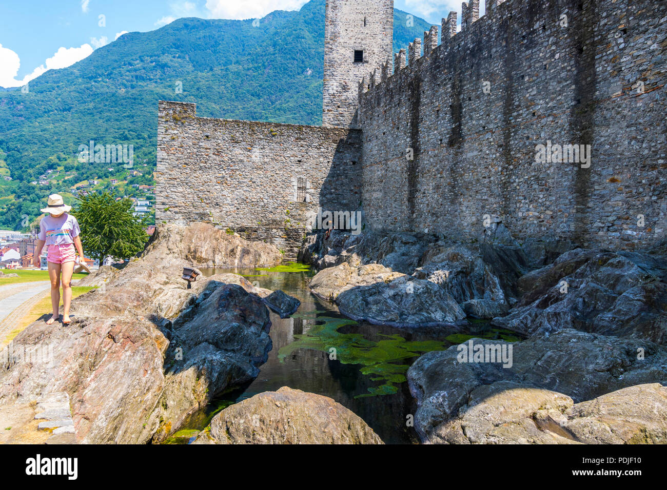 Castelgrande Castle, Medieval stone castle, Bellinzona, Ticino ...