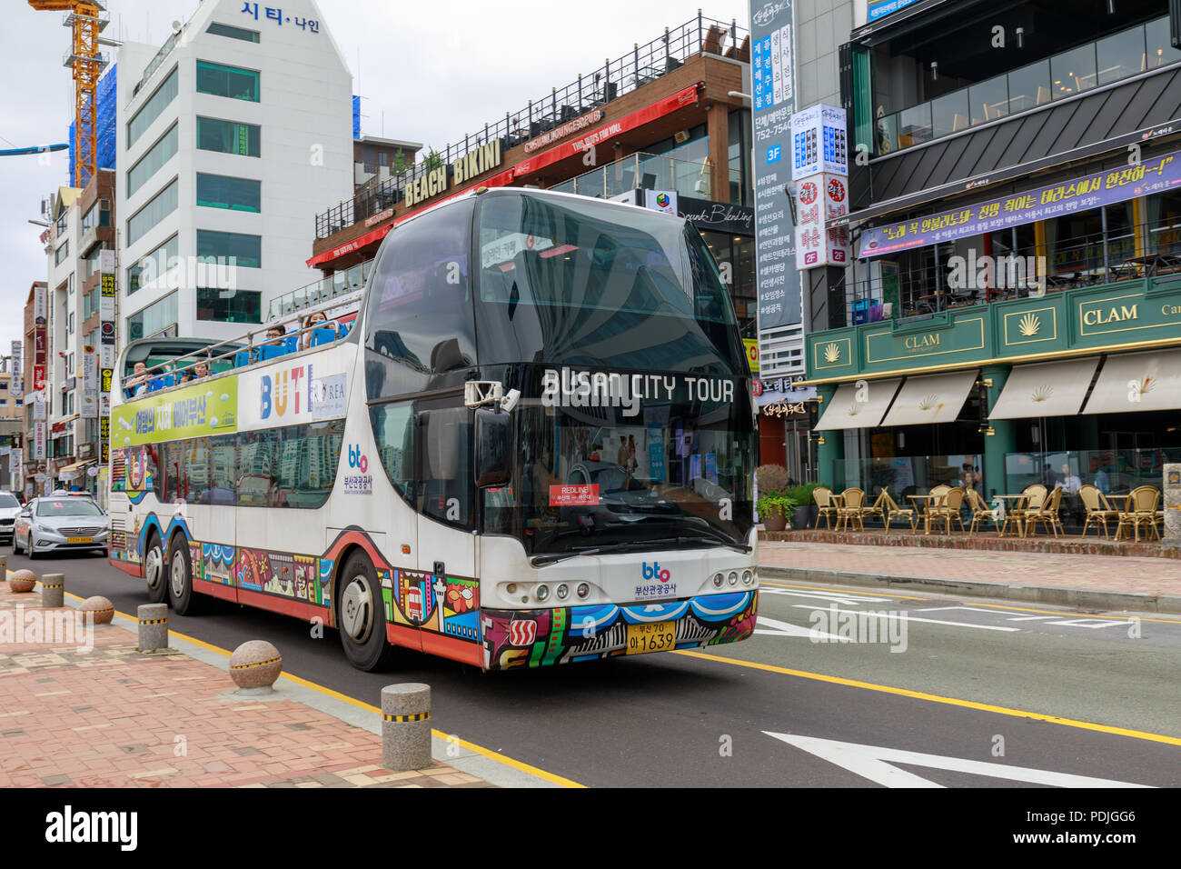 Busan, South Korea - Jul 7, 2018 : Busan city tour bus at Gwangalli ...