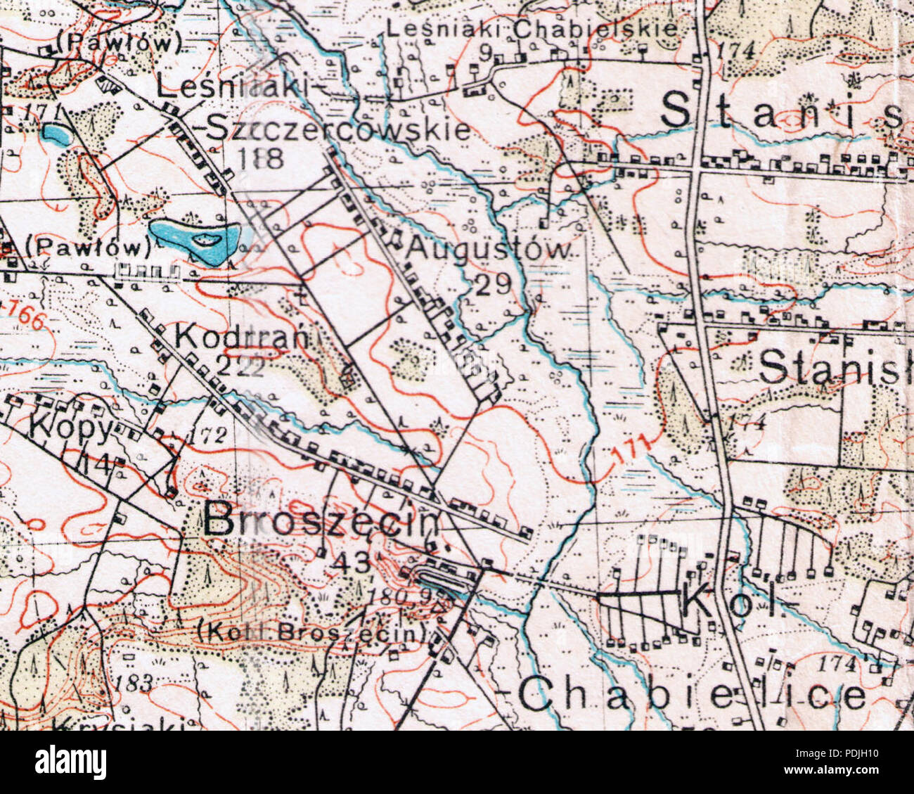 28 Augustów i Broszęcin - mapa 1934 Stock Photo - Alamy