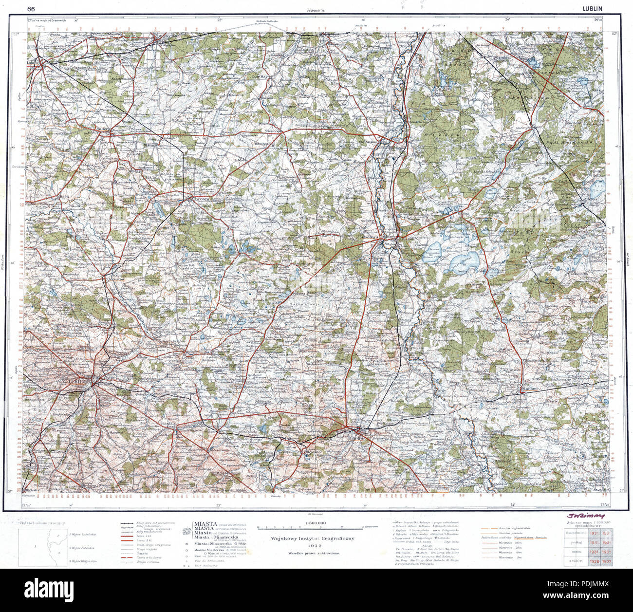 378 WIG Mapa Operacyjna Polski - 66 Lublin 1932 Stock Photo - Alamy