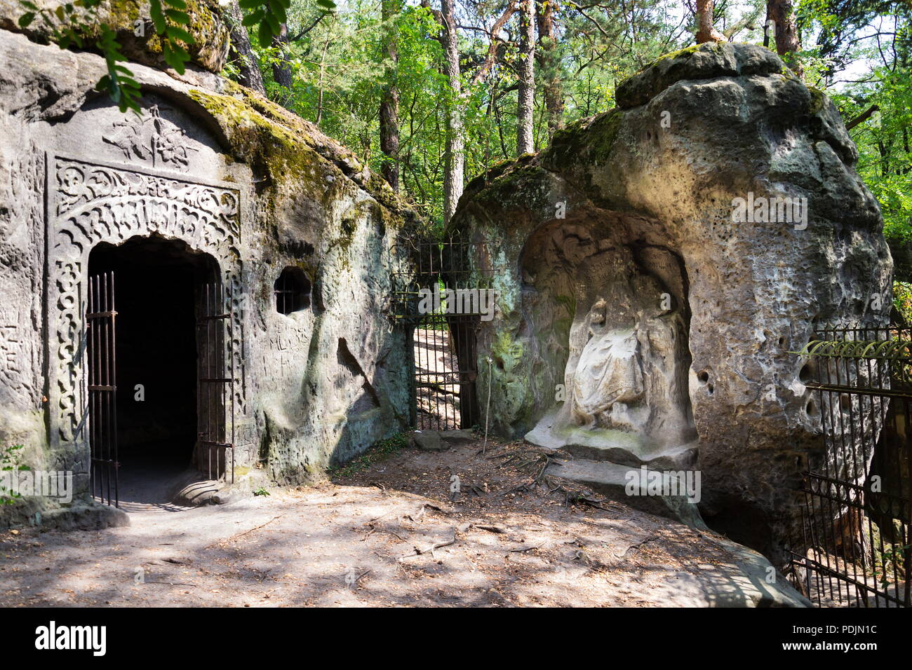 Man made sandstone cave Klacelka near Libechov, Czech Republic Stock ...