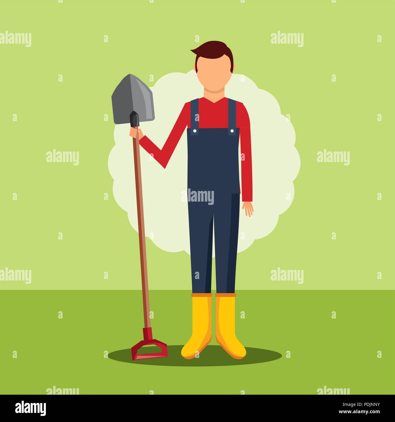 gardener holding big shovel tool gardening image Stock Vector Image ...