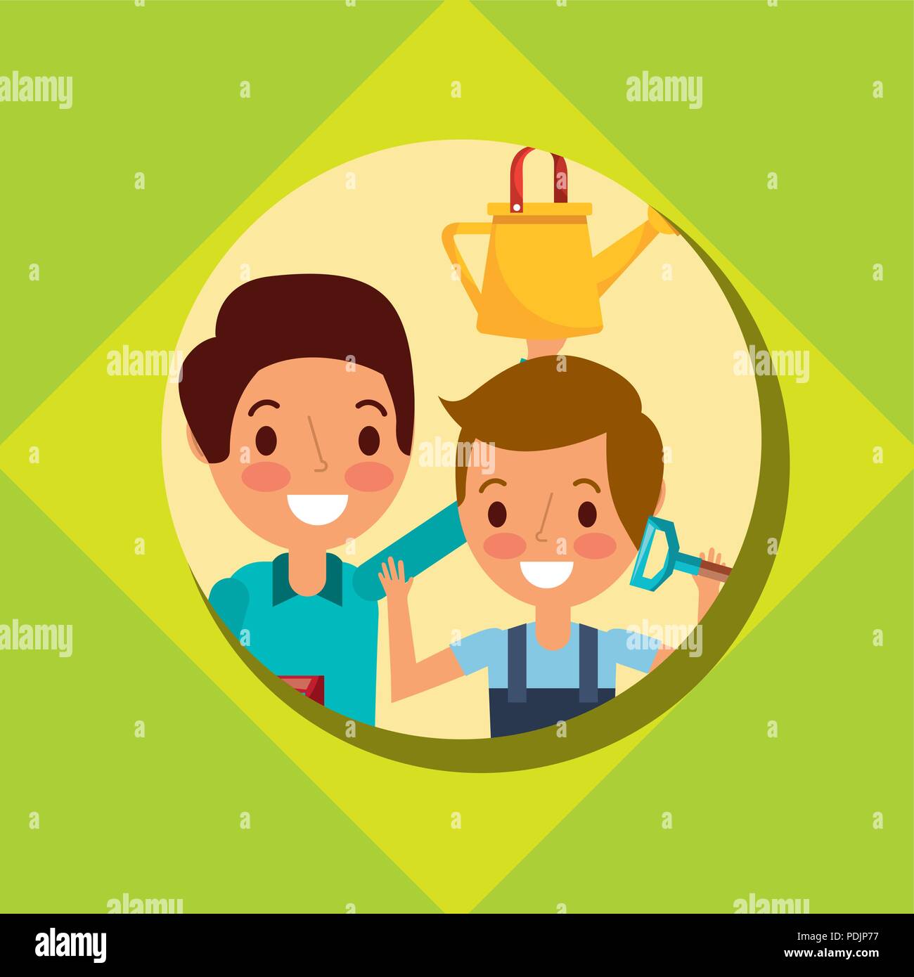 Father and son gardening Stock Vector Images - Alamy