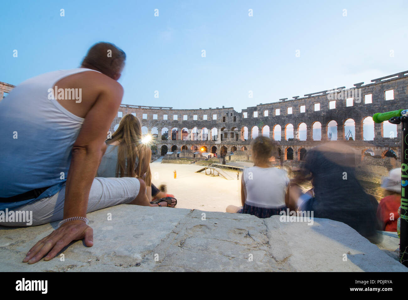 Rovinj, Croatia - July 31, 2018: View into the arena of the ...