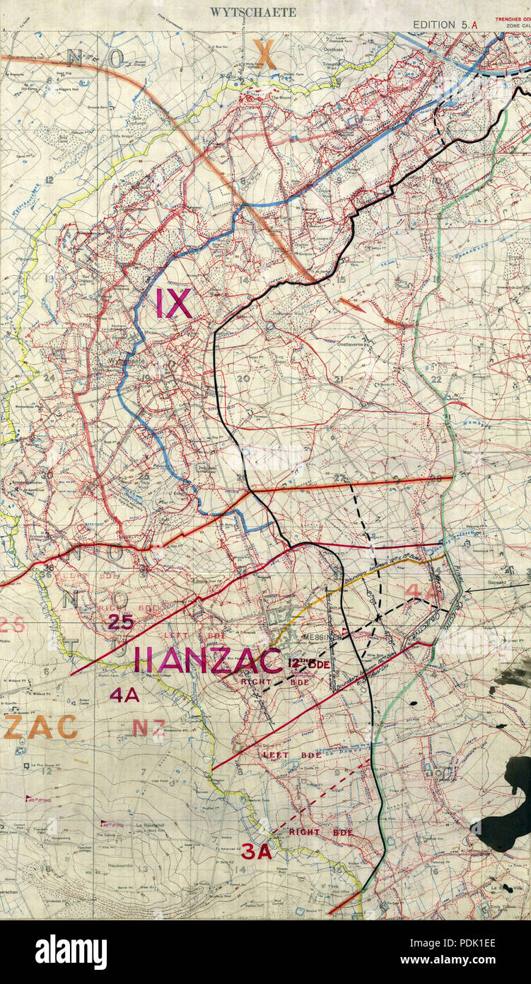 22 Battle of Messines - planning map (cropped Stock Photo - Alamy