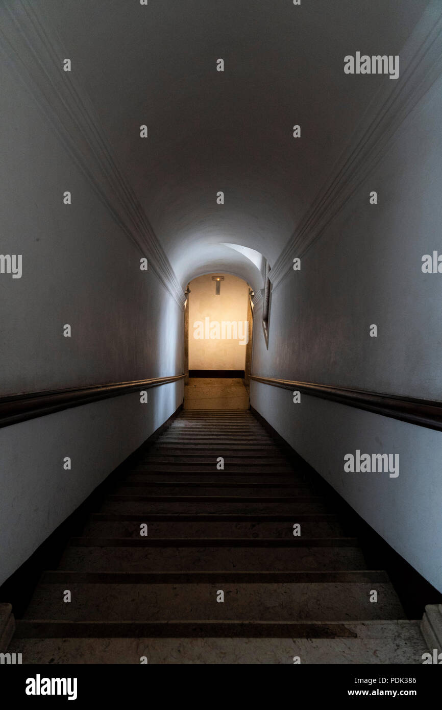 stairs going down to the exit Stock Photo - Alamy