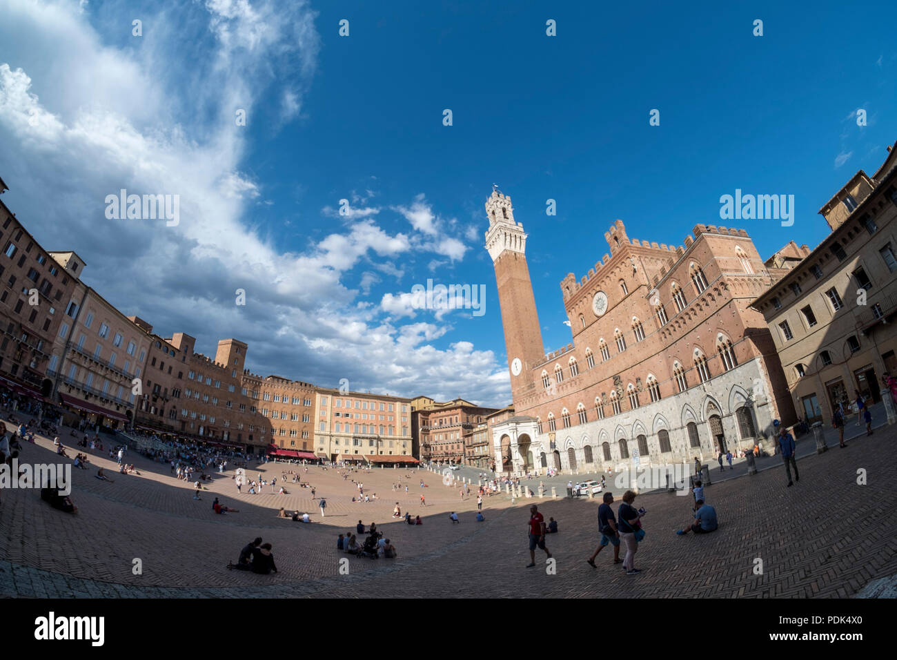 Historic buildings in Piazza del Campo in SIena, Tuscany, Italy, the ...