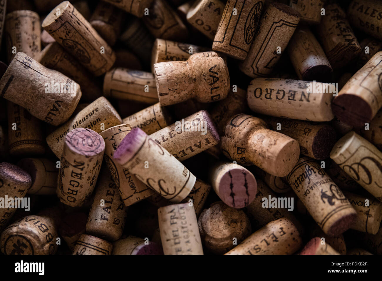 A collection of wine corks - some are stained red Stock Photo - Alamy