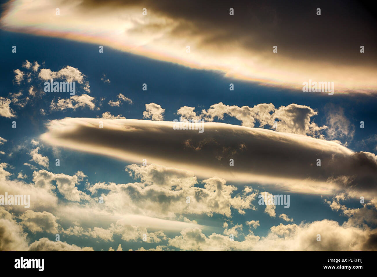 Interesting cloud patterns over the Lake District, UK, with rainbow ...